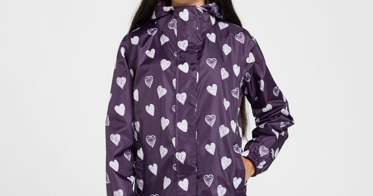 Purple Peter Storm Kids Packable Waterproof Jacket Purple/White Love ...